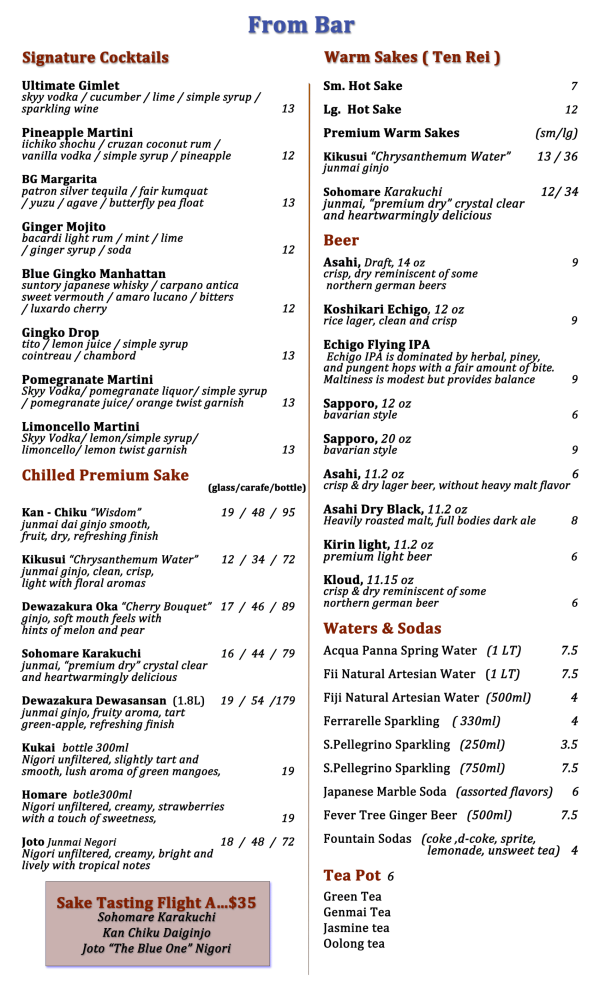 Menu – Blue Sakana Blackhawk