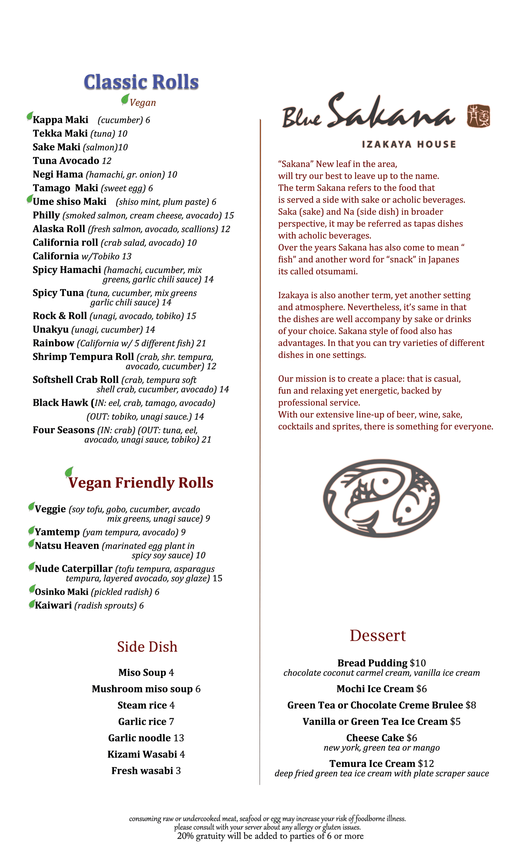 Menu – Blue Sakana Blackhawk